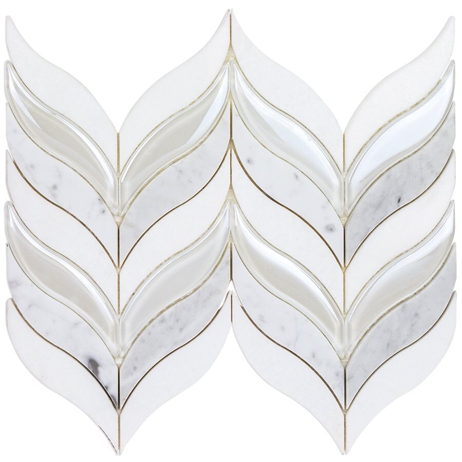 Soho Studio Tile Water Jet Botanic Winter Tile – 11.81" x 8.46" / White ...