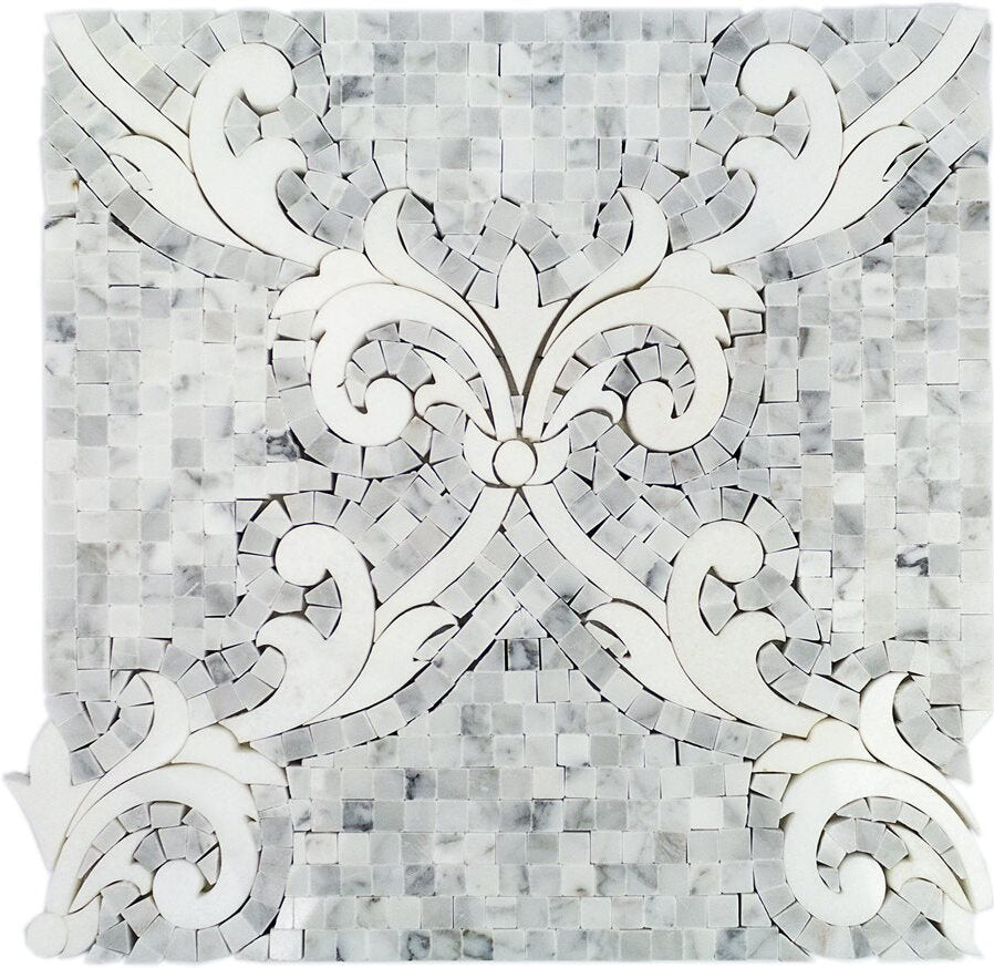 Soho Studio Tile Water Jet Regalia – 12" x 12" / Bianco Carrara and ...